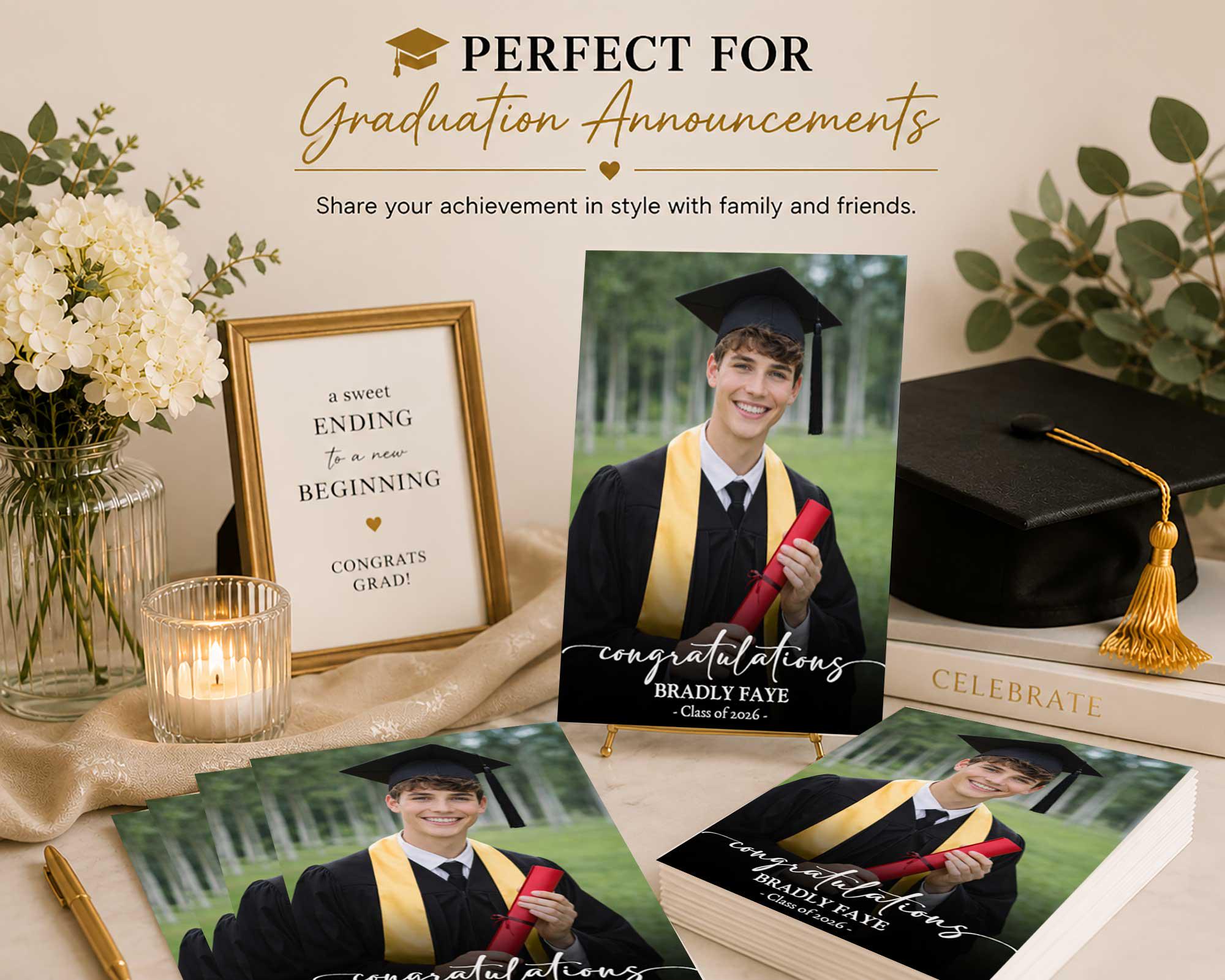 PRINTED Graduation Keepsake Card With Photos, Class of 2026 Custom Grad ...
