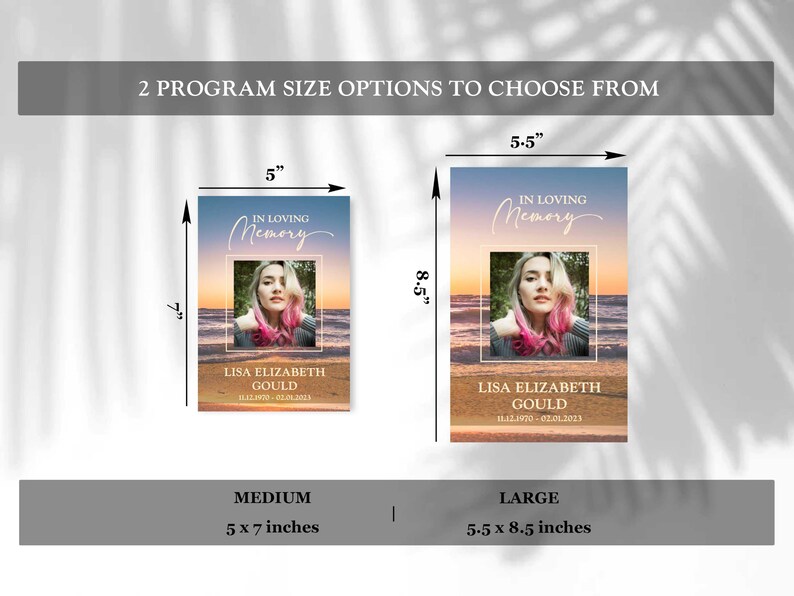 PRINTED Funeral Program - Sandy Beach Sunset | Celebration of Life ...