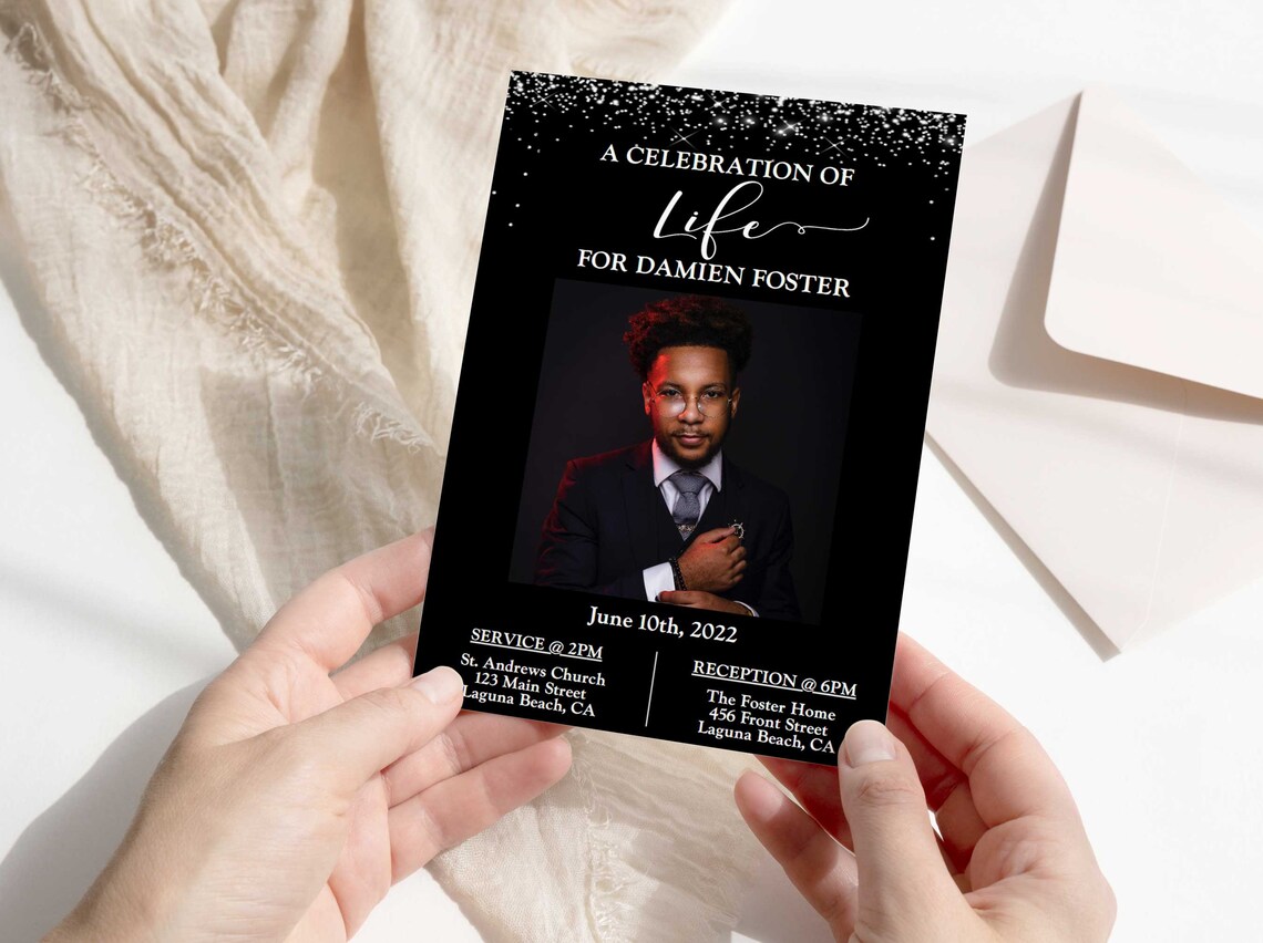 DIY EDITABLE Funeral Invitation Template Celebration of Life - Etsy