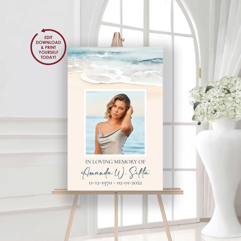 Memorial Poster Beach Theme - Etsy UK