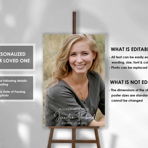 PRINTED Large Funeral Poster | Personalized Memorial Welcome Sign ...