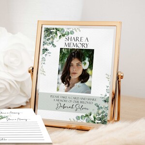 DIY EDITABLE Share a Memory Cards & Sign With Eucalyptus Greenery Vines ...