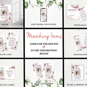 PRINTED Memorial Bookmarks Soft Pink Floral | Personalized Funeral ...