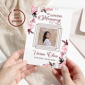 PRINTED Memorial Cards Personalized Pink Floral Funeral Prayer Cards ...