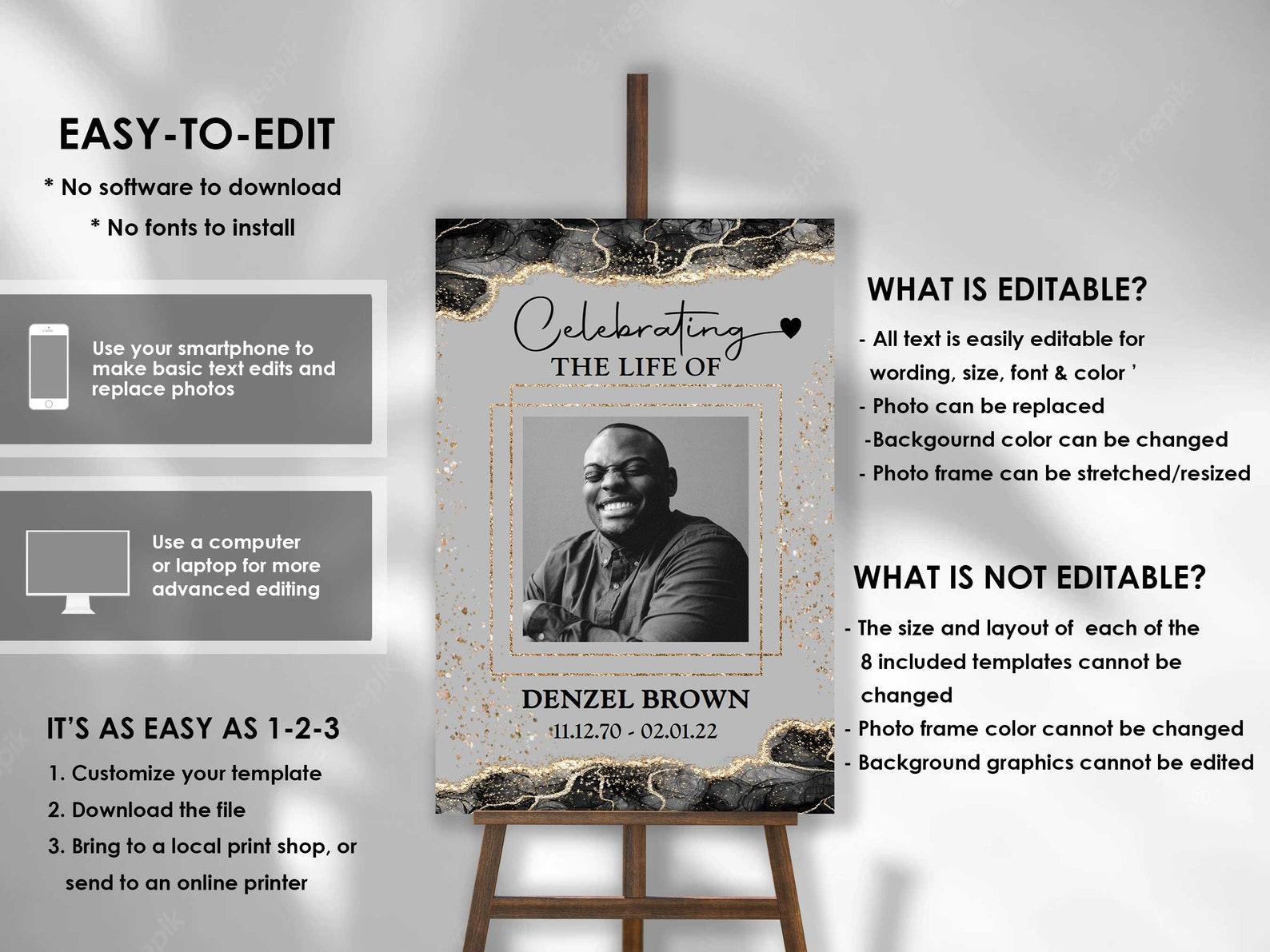 DIY EDITABLE Memorial Poster Board Celebration of Life - Etsy