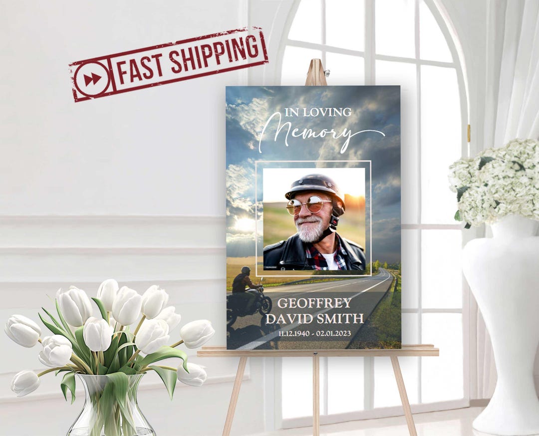 PRINTED Motorcycle Funeral Poster for Biker | Large Custom Memorial ...