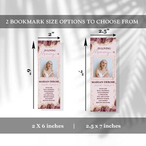 DIY EDITABLE Memorial Bookmark Template | Pink & Gold Funeral Favor for ...