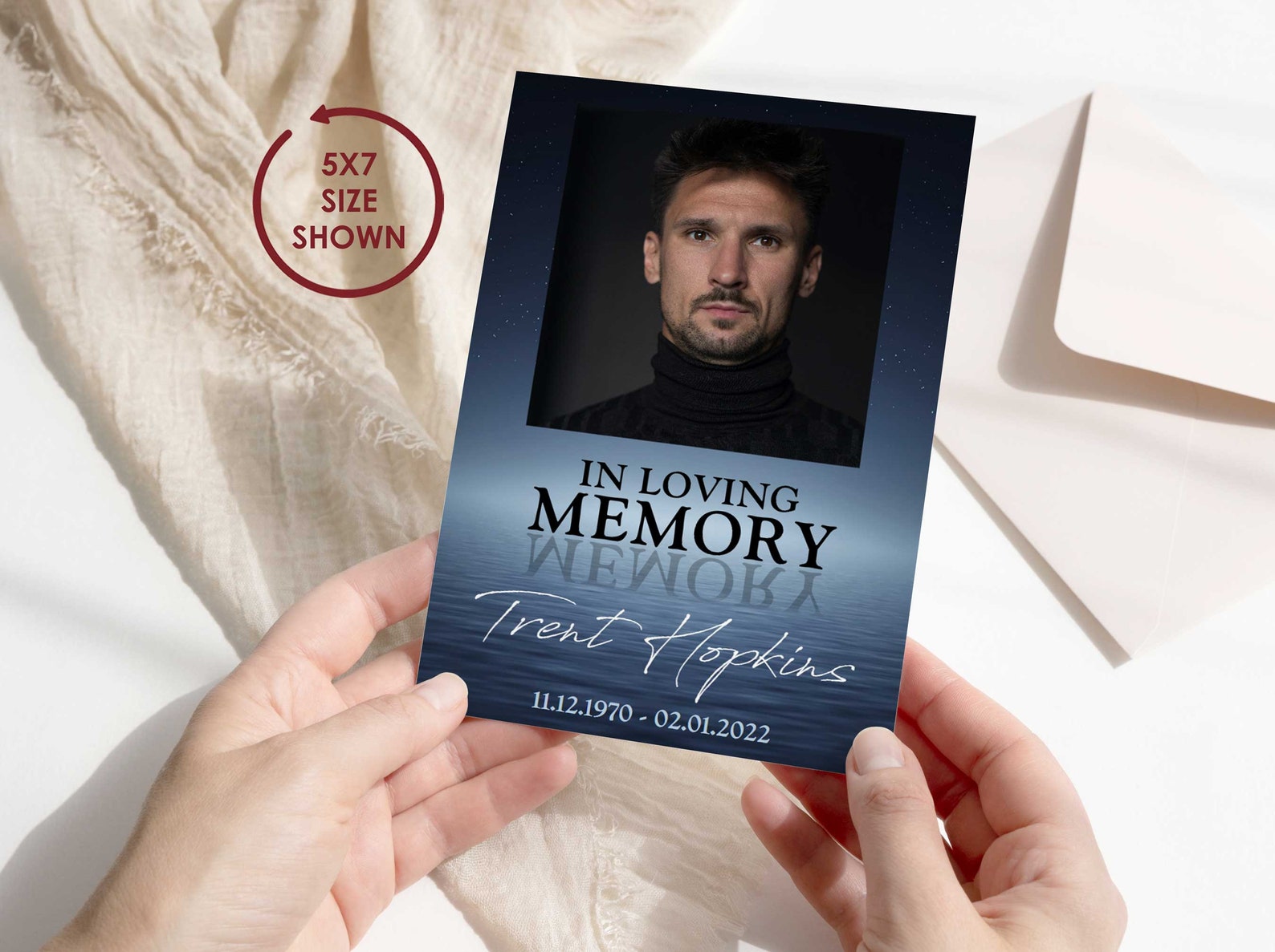 PRINTED Memorial Cards Custom Funeral Prayer Cards Blue - Etsy