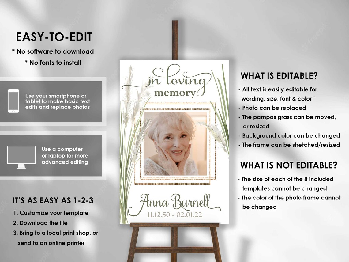 DIY EDITABLE Funeral Welcome Sign Celebration of Life Poster - Etsy