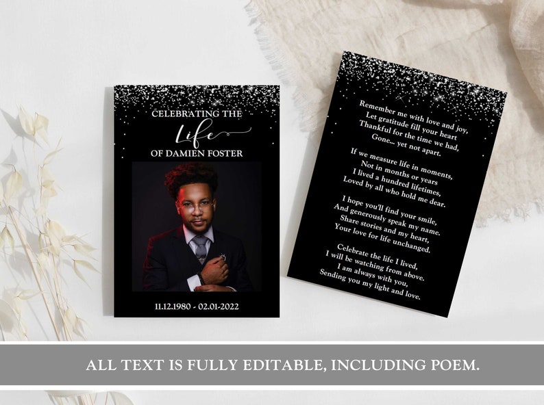 PRINTED Funeral Prayer Cards Personalized Celebration of - Etsy