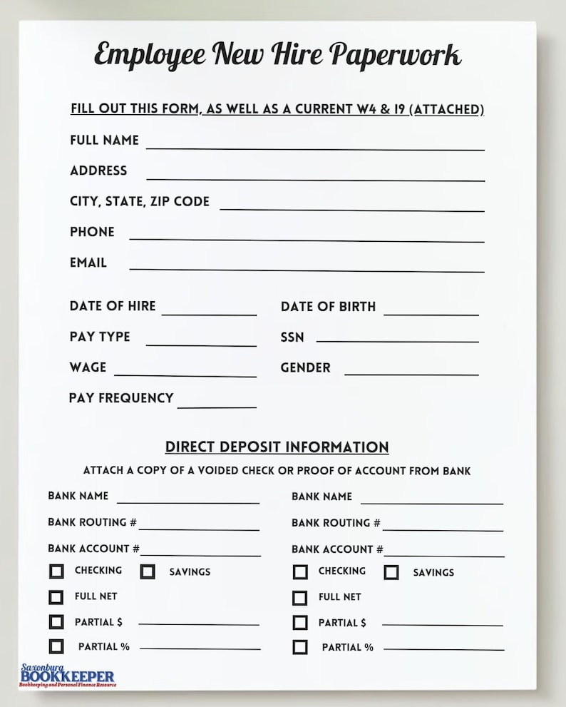 Employee New Hire Paperwork - Etsy