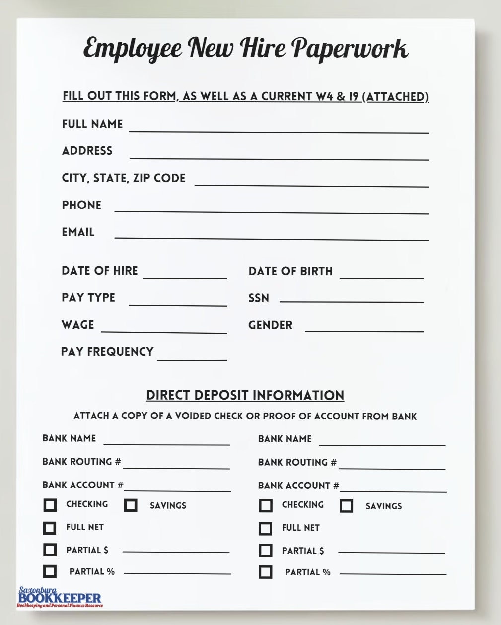 Employee New Hire Paperwork - Etsy