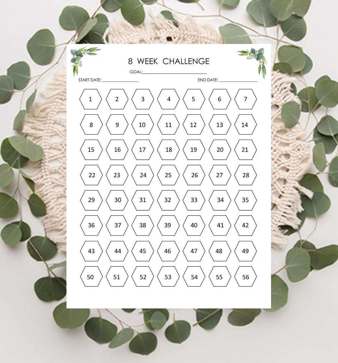8 Week Challenge Tracker L 56 Days L Habit Tracker - Etsy