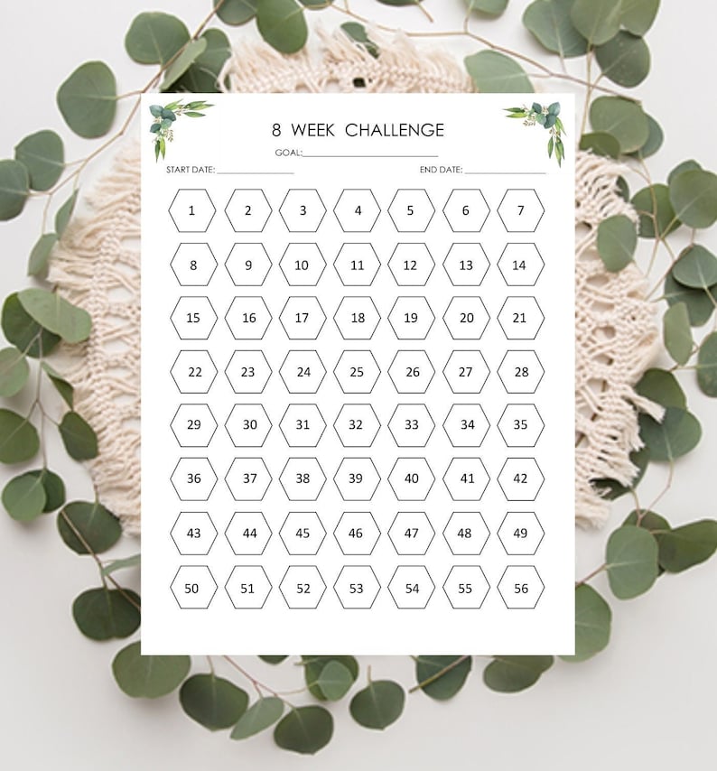 8 Week Challenge Tracker L 56 Days L Habit Tracker - Etsy