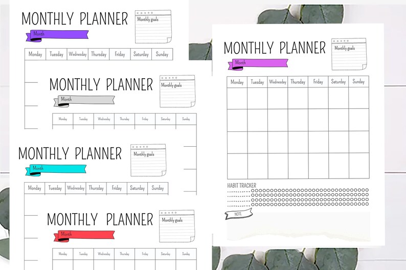 Monthly Planner With Habit Tracker I Calendar I Monthly Calendar I ...