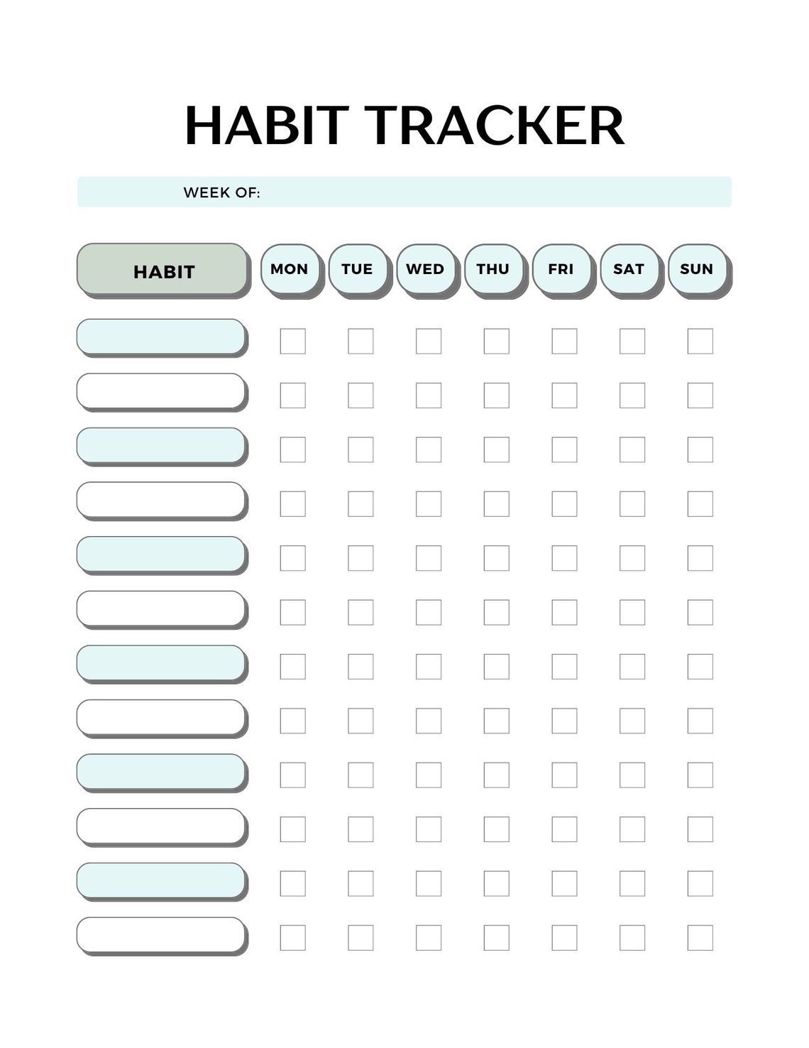 Weekly Habit Tracker I Minimal Habit Tracker I Colorful Habit Tracker I ...