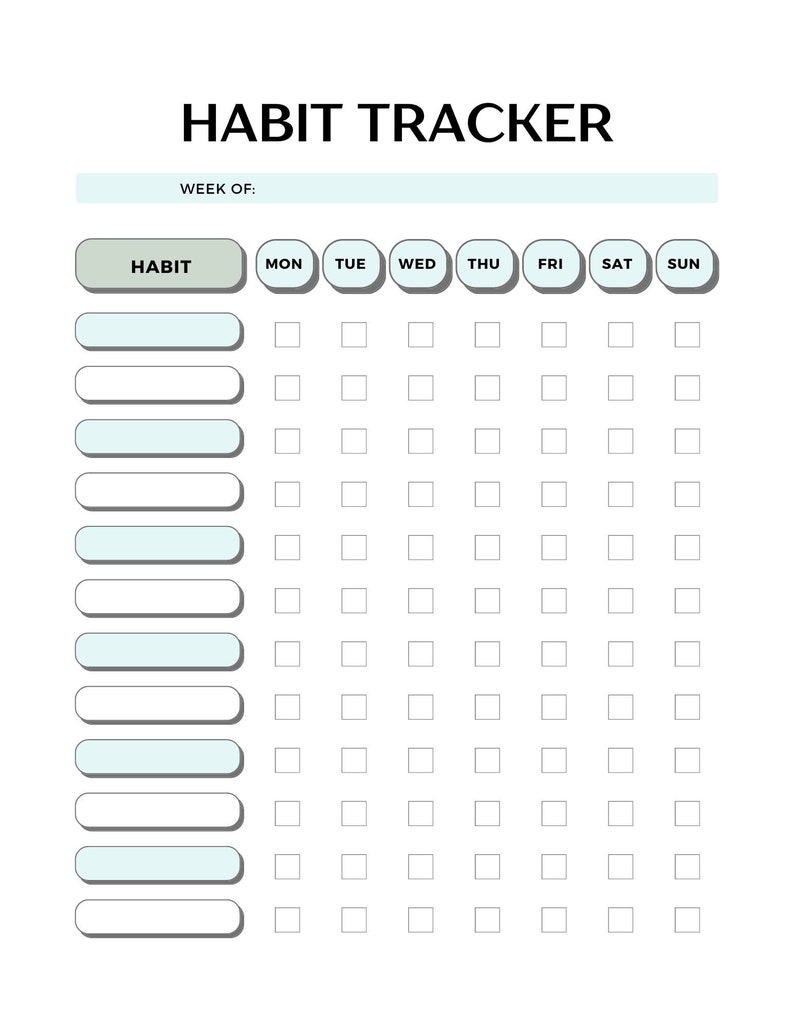 Weekly Habit Tracker I Minimal Habit Tracker I Colorful Habit Tracker I ...