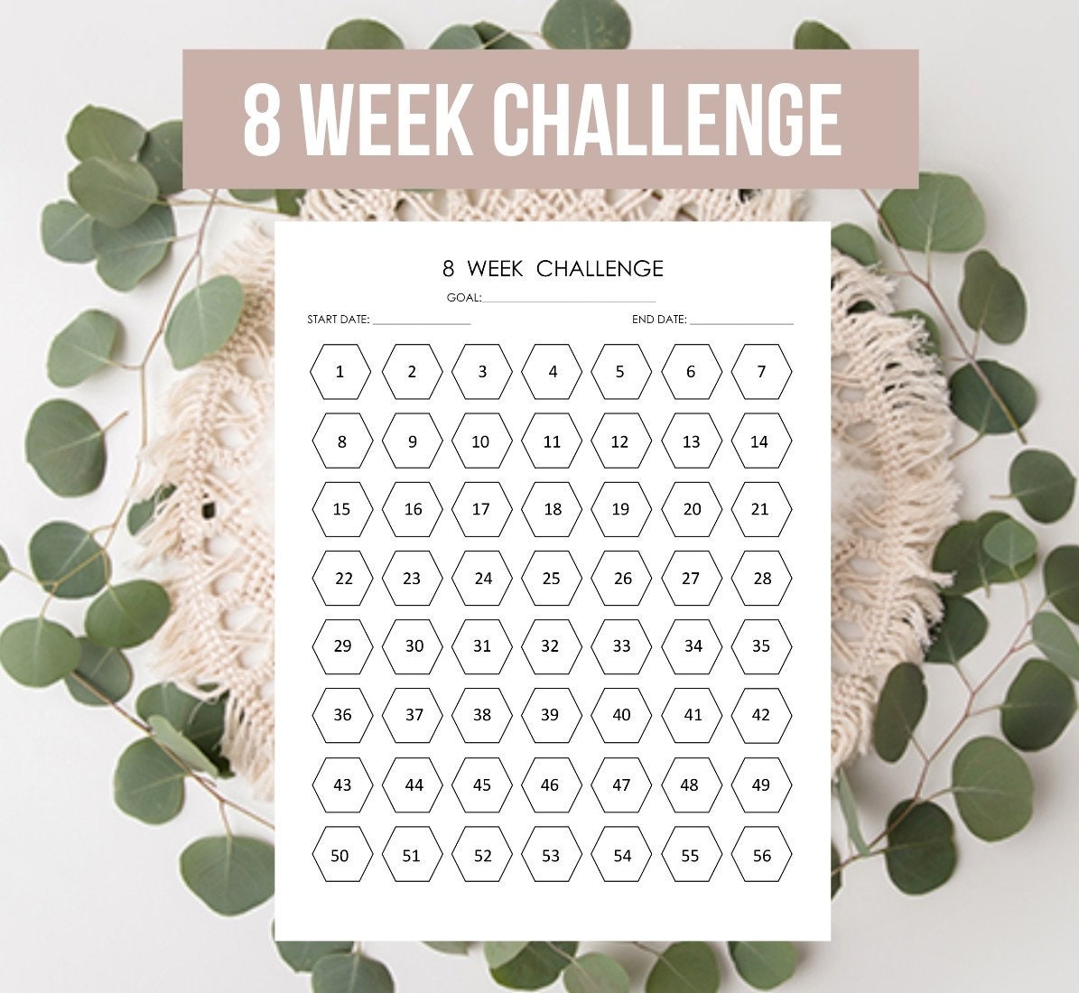 8 Week Challenge Tracker L 56 Days L Habit Tracker - Etsy