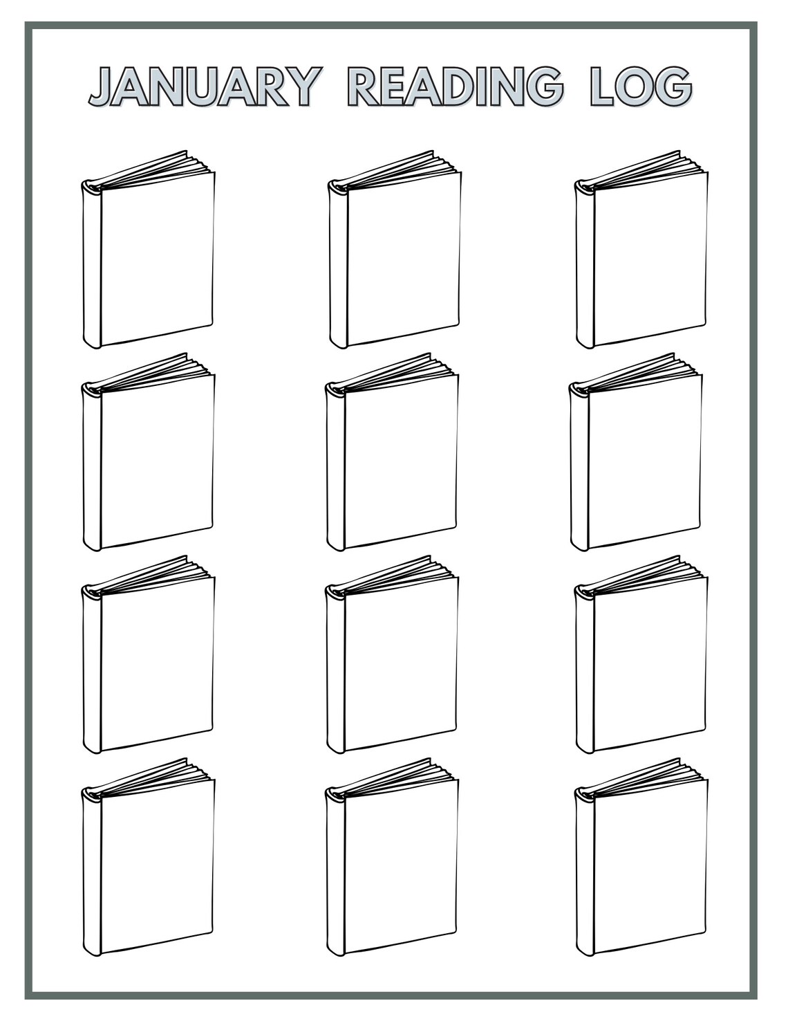12 Month Reading Log L Reading Log L Book Logs L Monthly Book Log - Etsy
