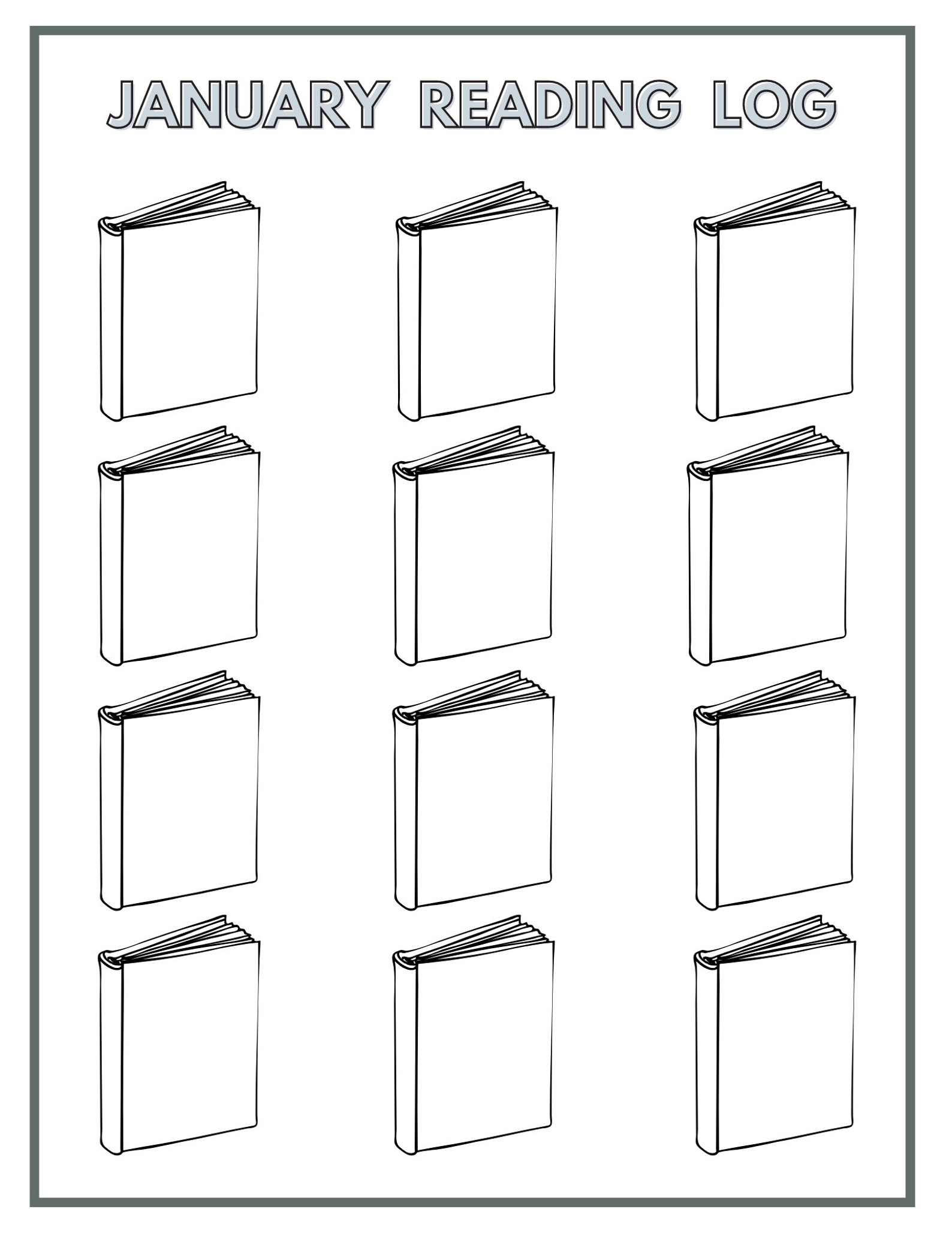 12 Month Reading Log L Reading Log L Book Logs L Monthly Book Log - Etsy