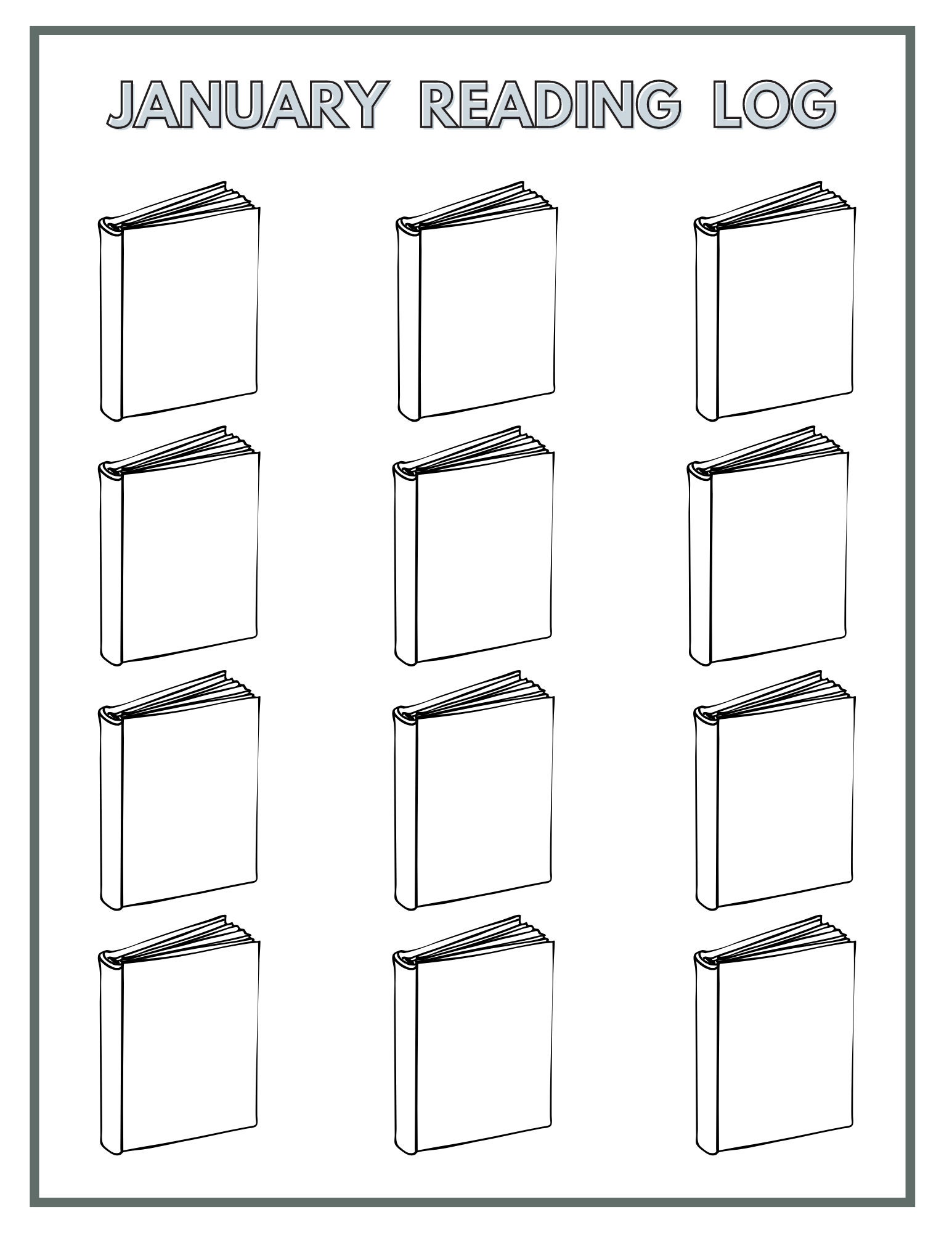 12 Month Reading Log L Reading Log L Book Logs L Monthly Book Log - Etsy