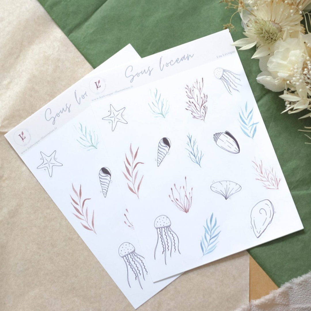 Sheet of Stickers Shell Stickers Bullet Journal Stickers - Etsy