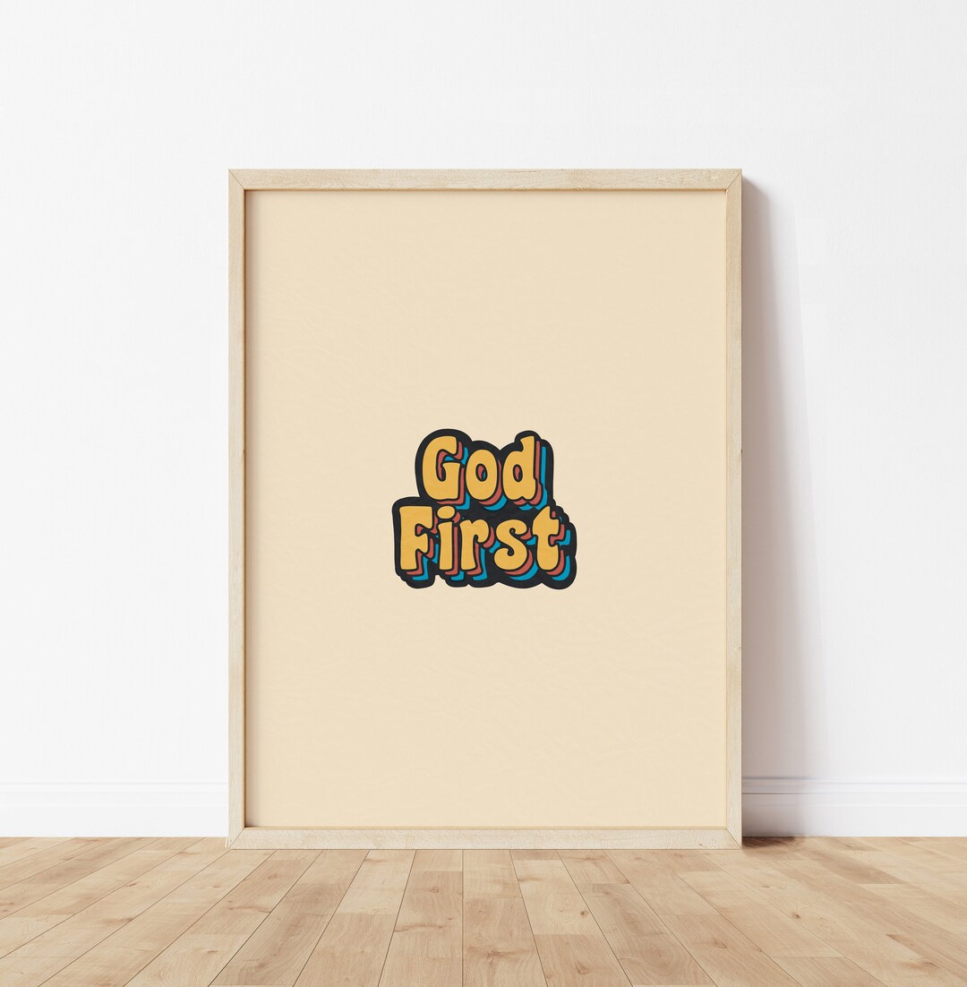 God First, Retro Printable Wall Art, Trendy Wall Print Download ...