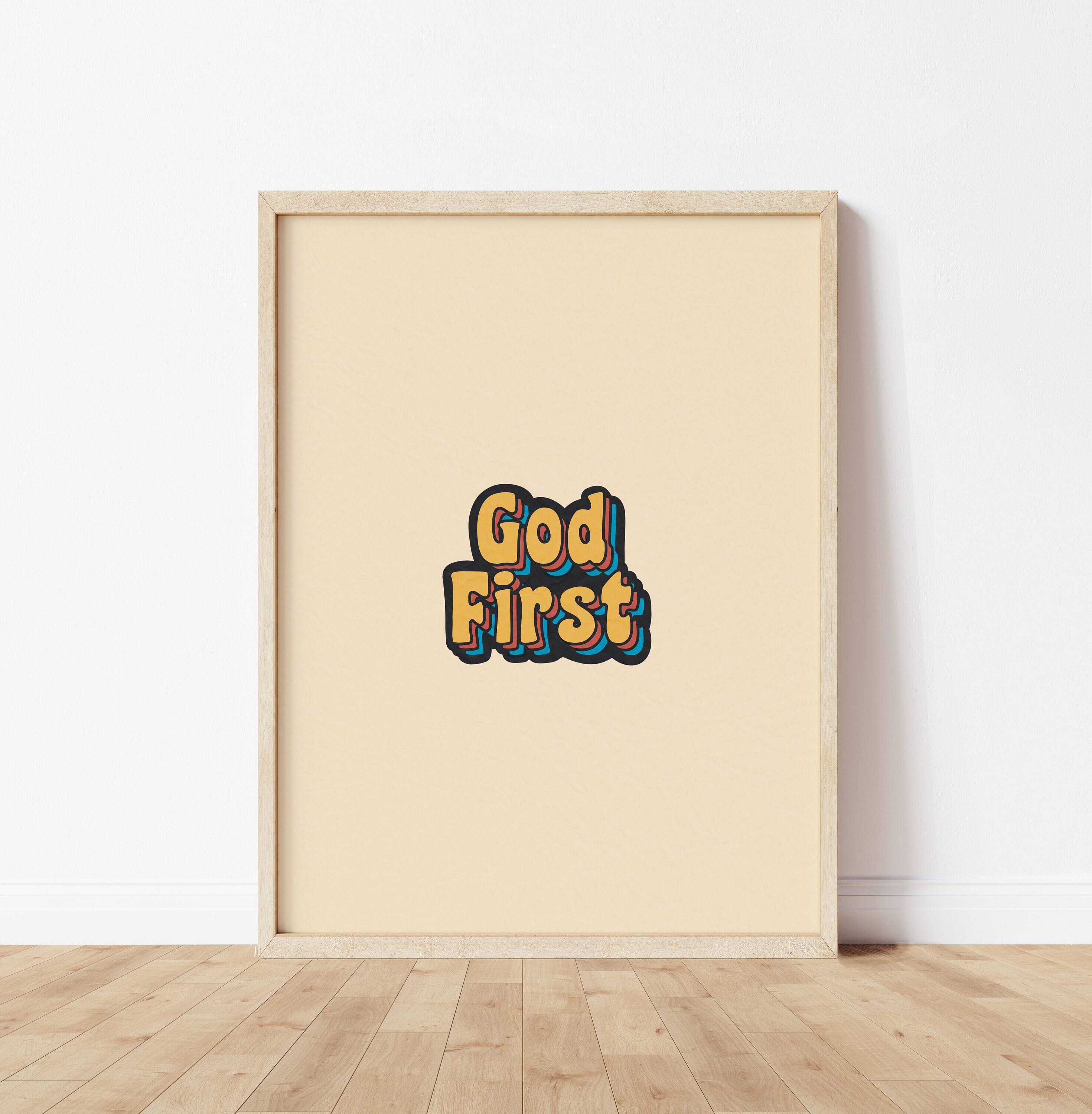 God First, Retro Printable Wall Art, Trendy Wall Print Download ...