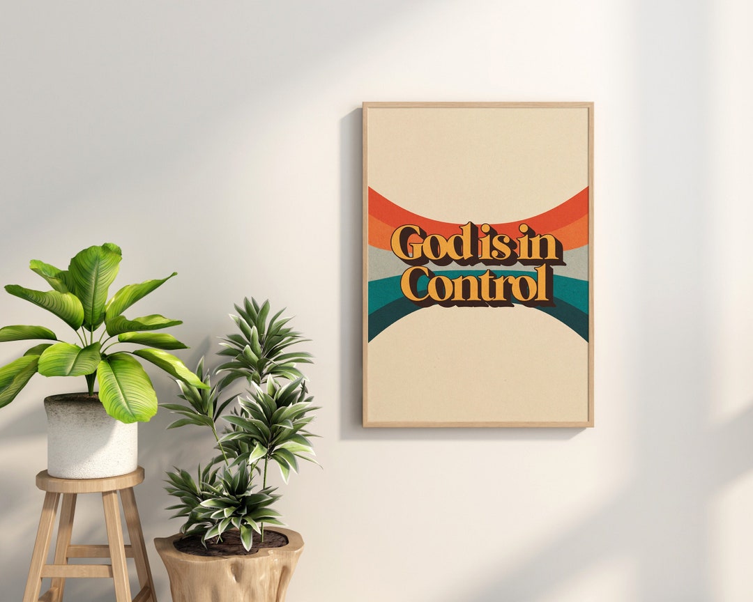 God is in Control Retro Art Print, 70s Christian Poster (digital ...