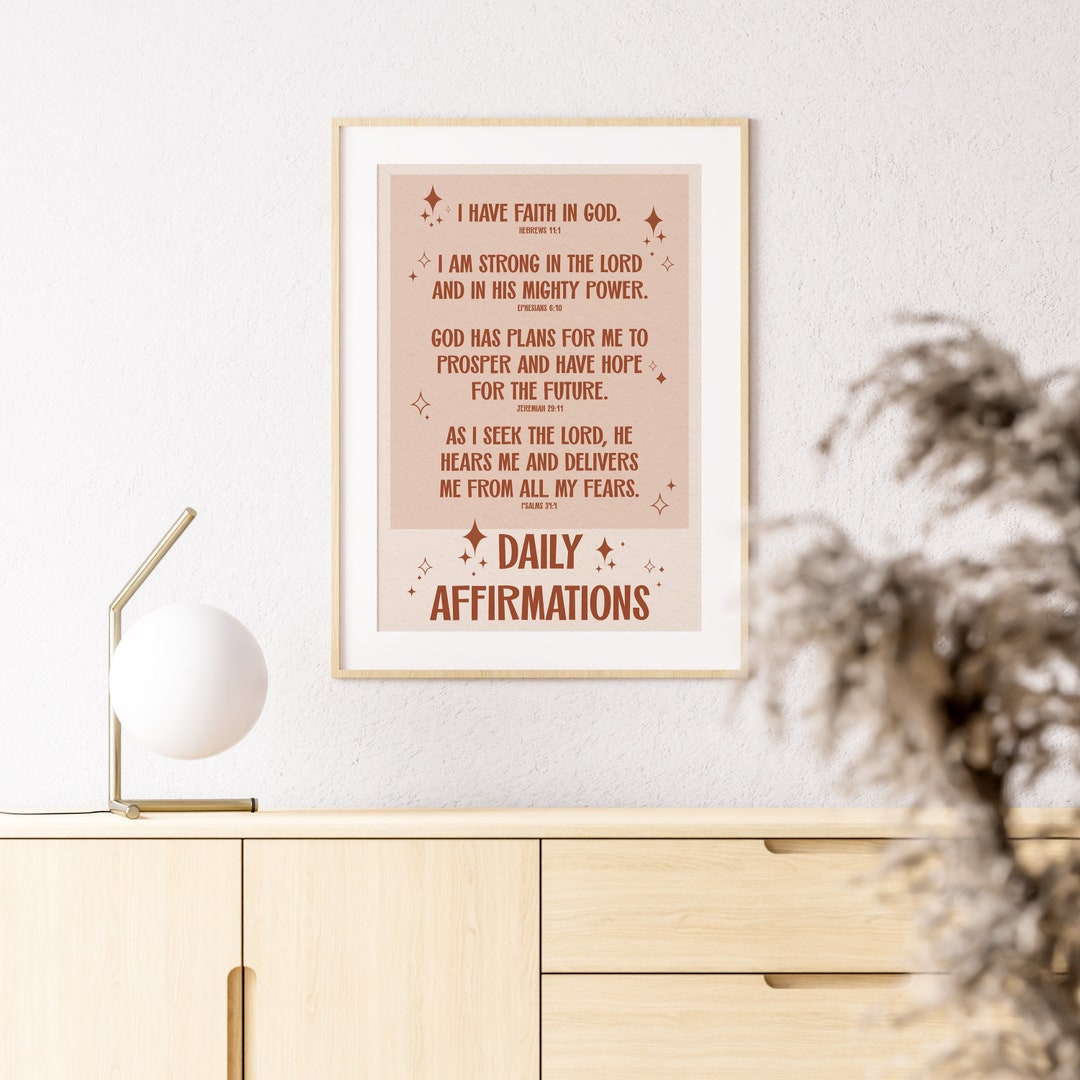 Daily Christian Affirmations Poster, Bible Verse Poster, Large ...