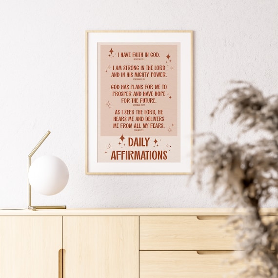 Daily Christian Affirmations Poster Bible Verse Poster Large - Etsy