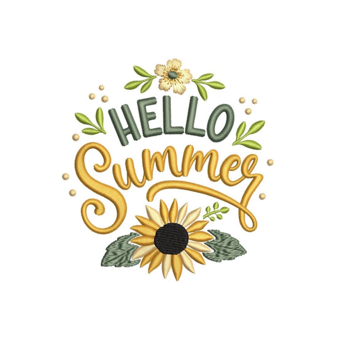 Hello Summer Embroidery Design, 3 Sizes, Instant Download - Etsy