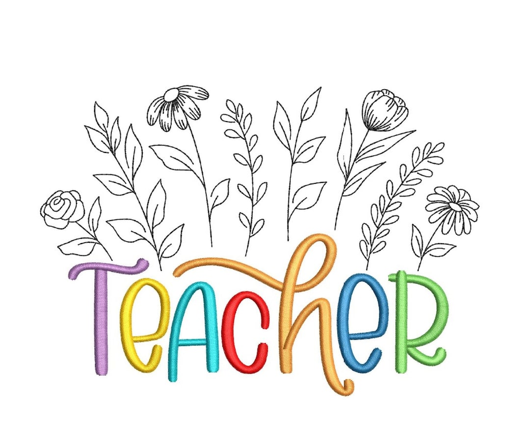 Teacher Embroidery Design, 4 Sizes, Instant Download - Etsy