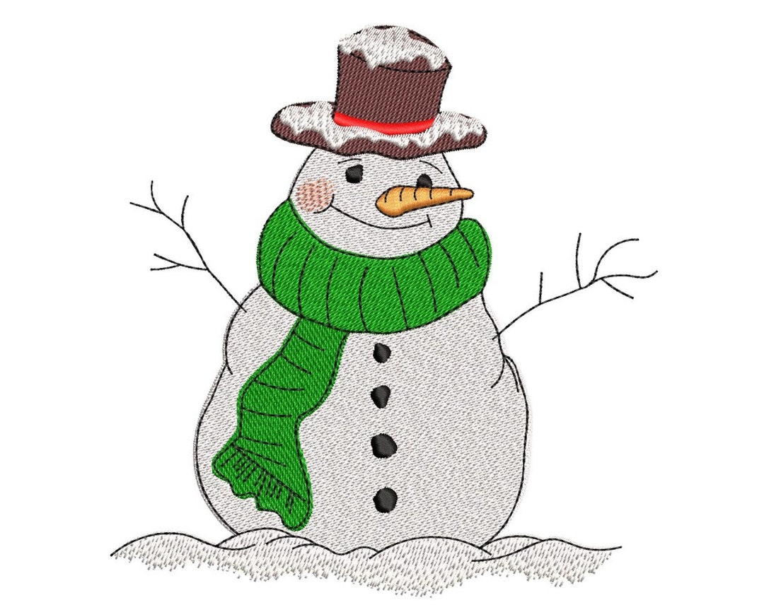 Snowman Embroidery Design, Christmas Embroidery File, 5 Sizes, Instant ...