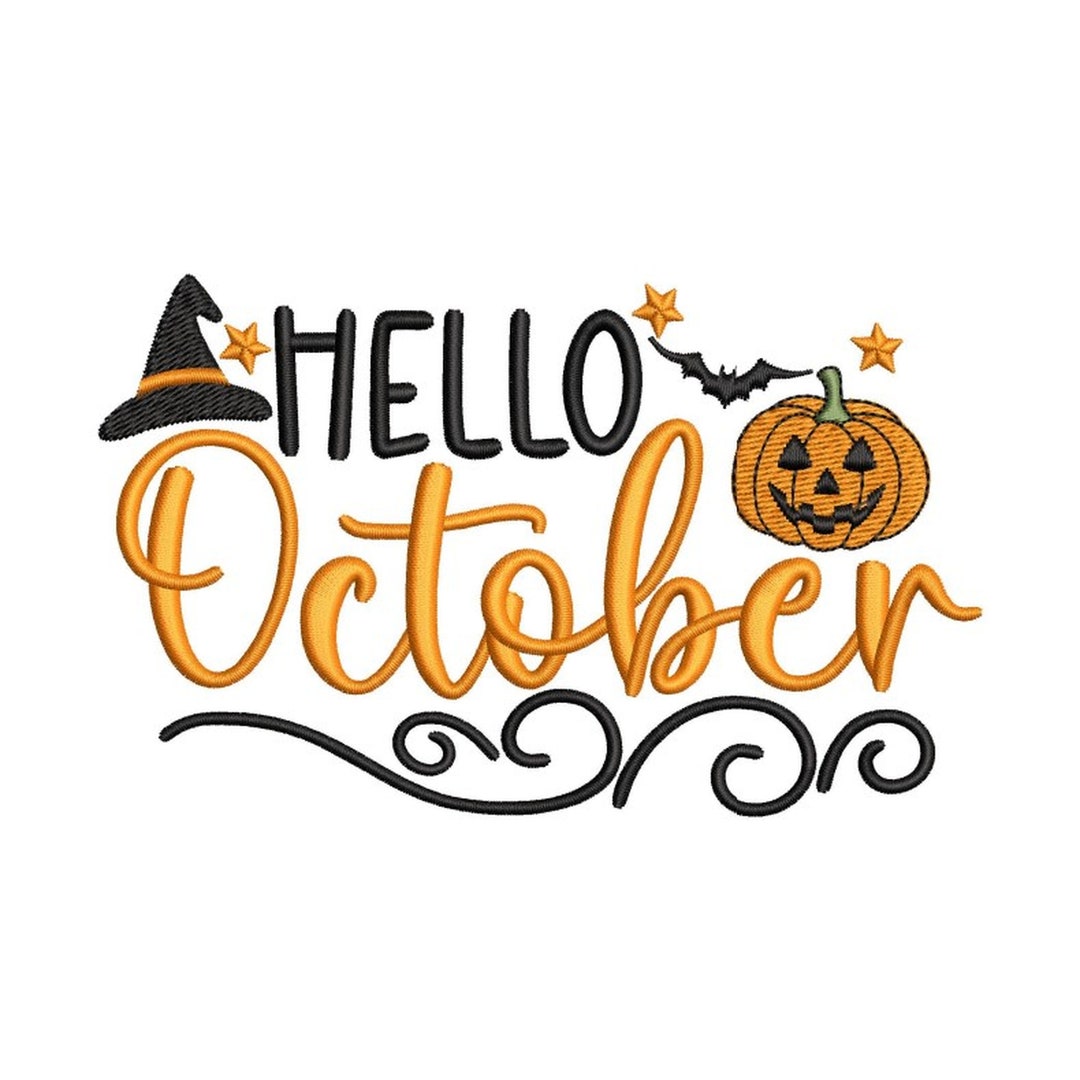 Hello October Embroidery Design, 3 Sizes, Instant Download - Etsy