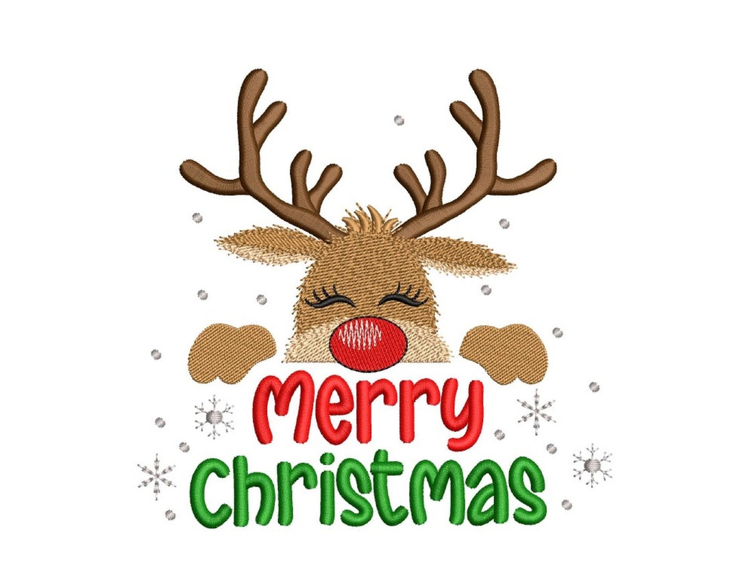 Christmas Reindeer Embroidery Design, 5 Sizes, Instant Download - Etsy