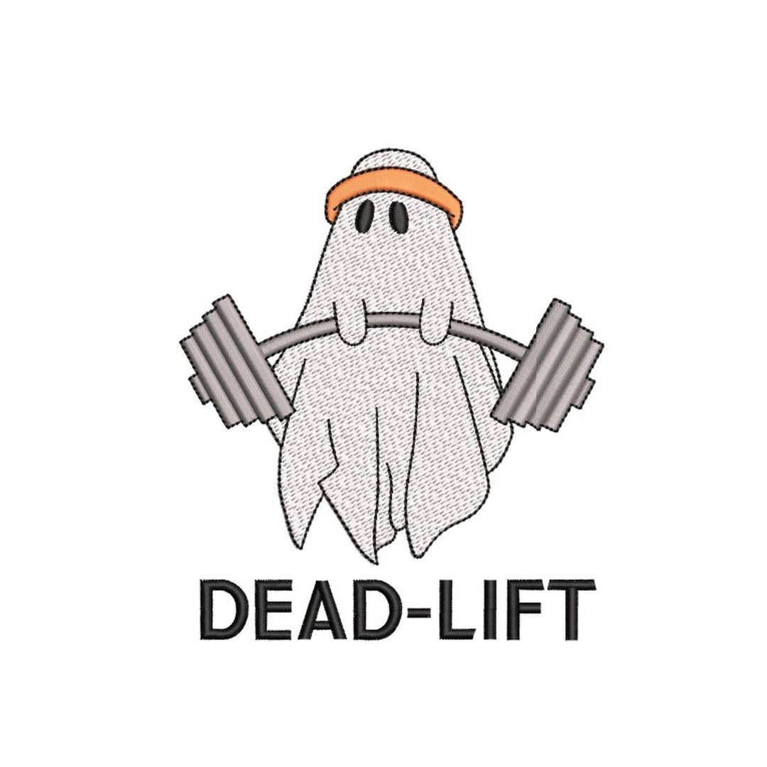 Gym Ghost Embroidery Design, Dead Lift Embroidery Design, Halloween ...