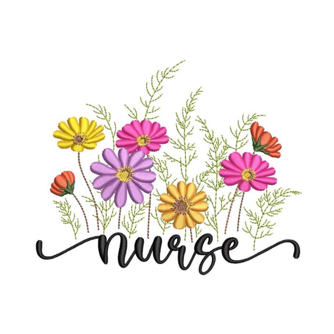 Flower Nurse Embroidery Design, 3 Sizes, Instant Download - Etsy