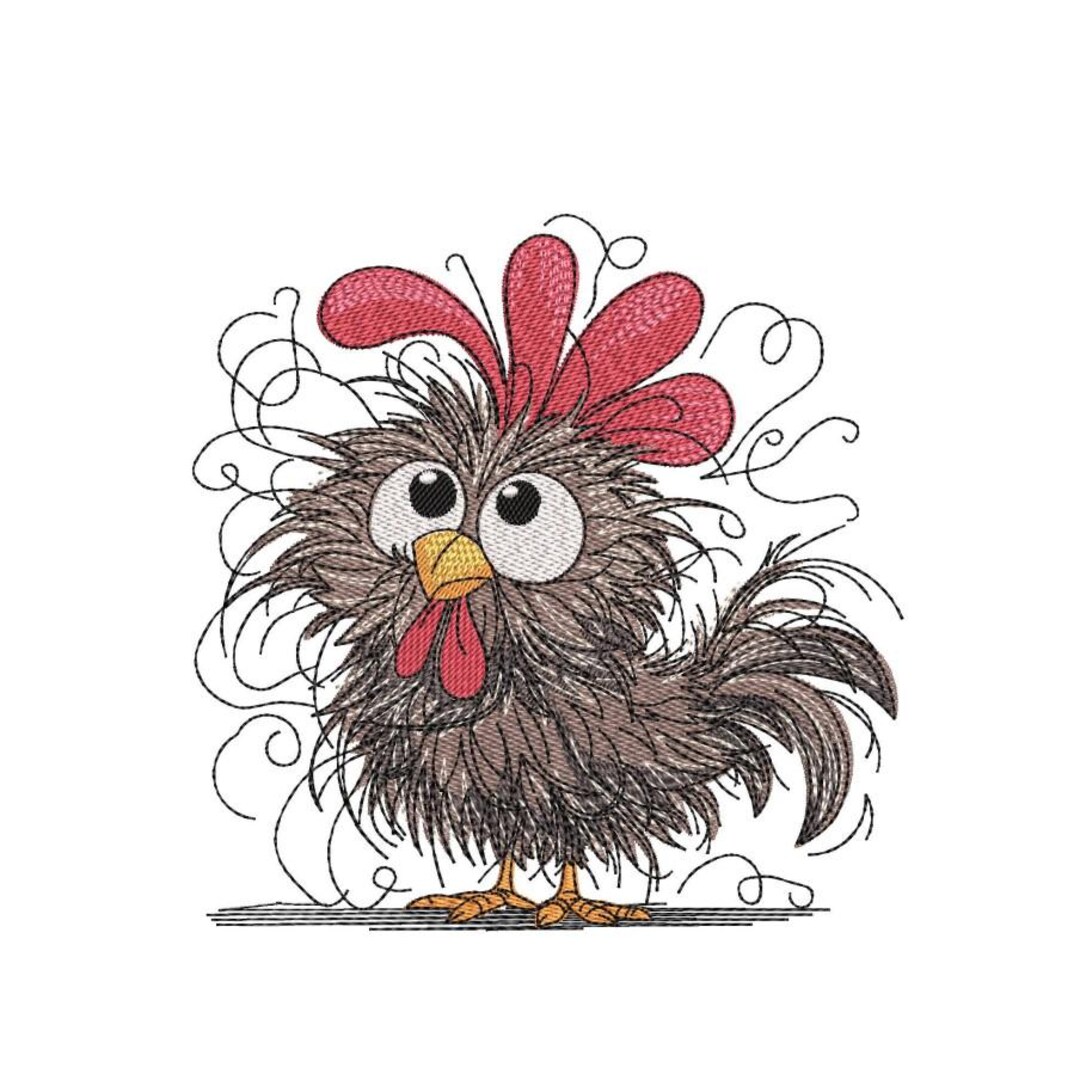Fun Crazy Chicken Embroidery Design, 3 Sizes, Instant Download - Etsy