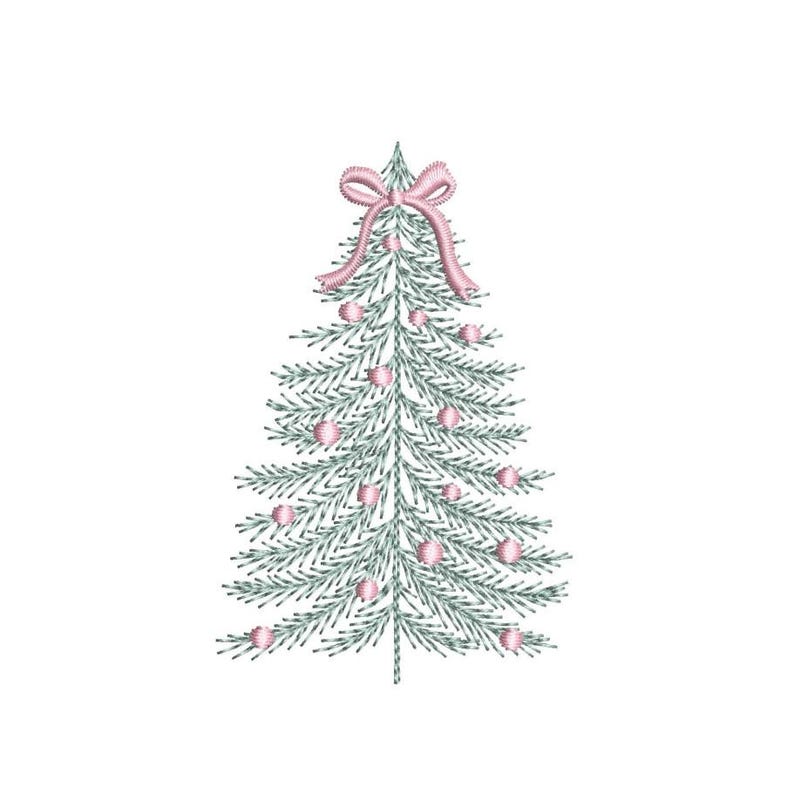 Christmas Tree Bow Winter Xmas Embroidery Design, 4 Sizes, Instant ...