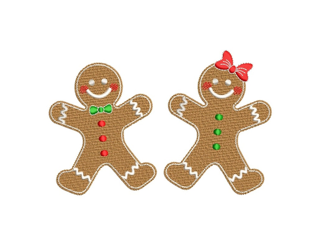 Gingerbread Boy & Girl Embroidery Design, 3 Sizes, Instant Download - Etsy