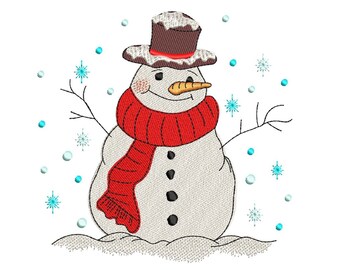Snowmen Embroidery Design, Christmas Embroidery File, 5 Sizes, Instant ...