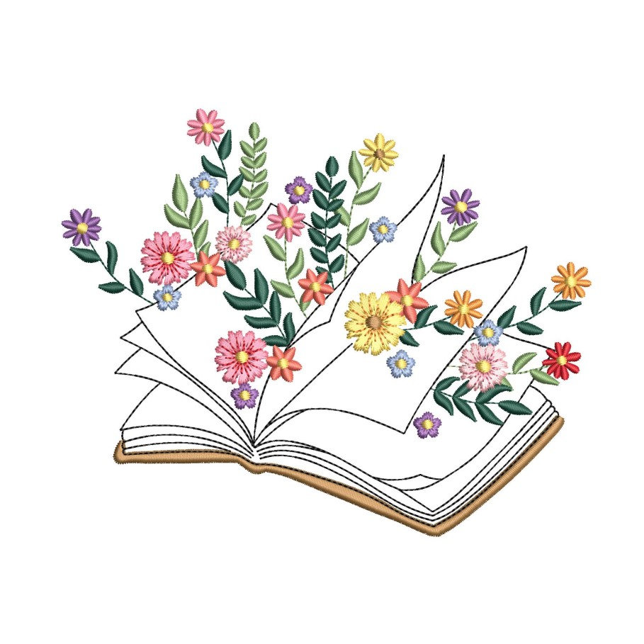 Flower Book Embroidery Design, 4 Sizes, Instant Download - Etsy