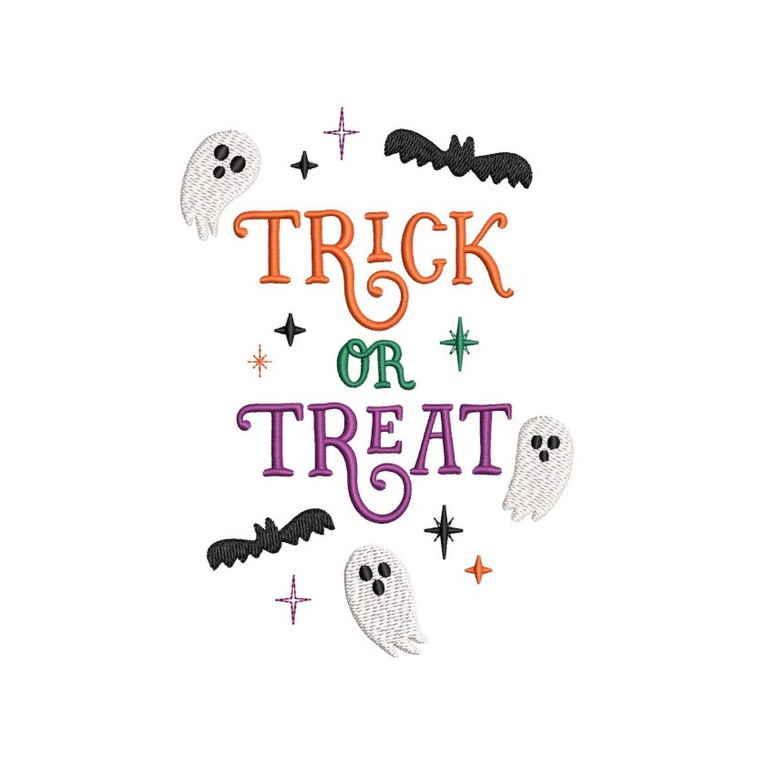 Trick or Treat Embroidery Design, Halloween Embroidery File, 3 Sizes ...