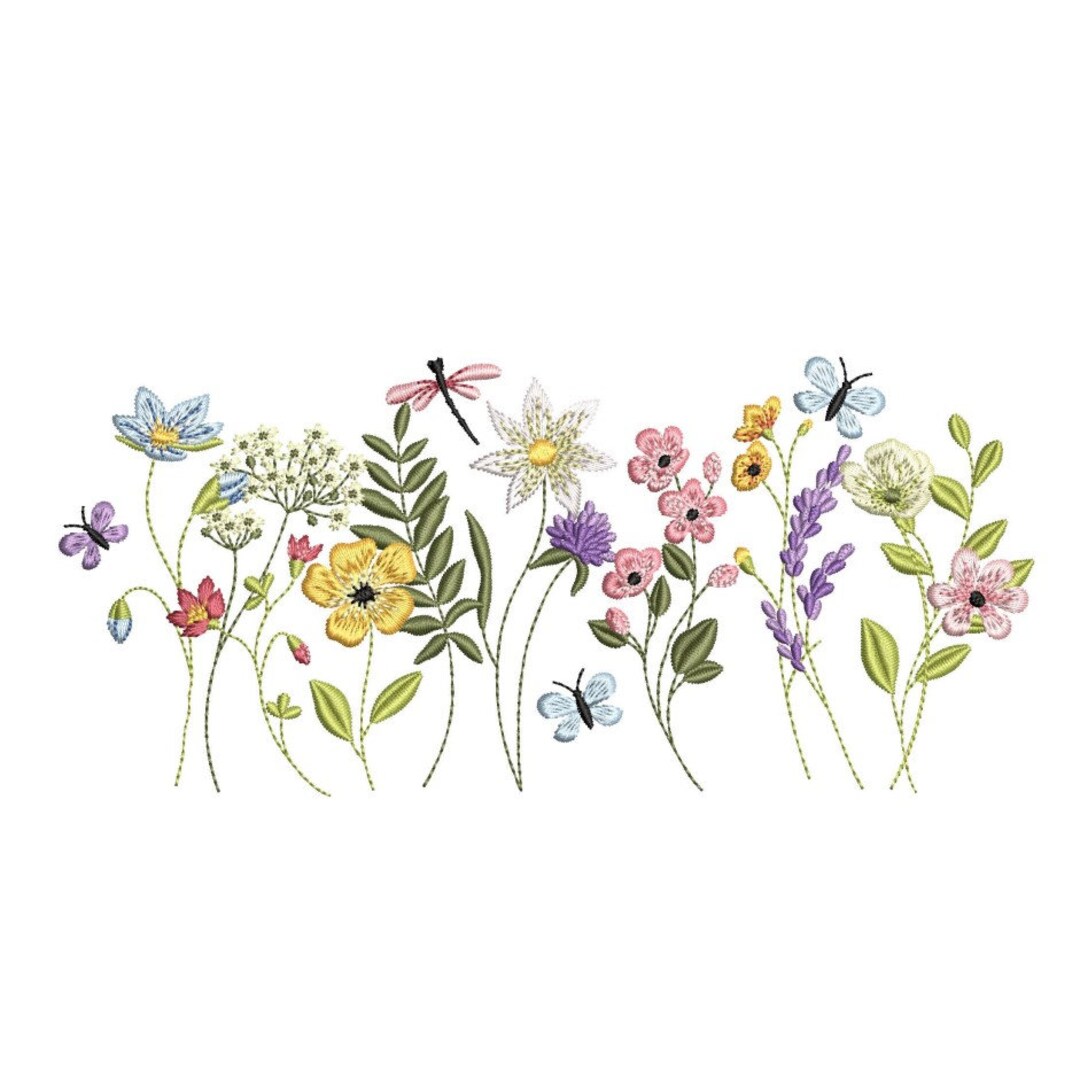 Summer Flowers Embroidery Design, 3 Sizes, Instant Download - Etsy