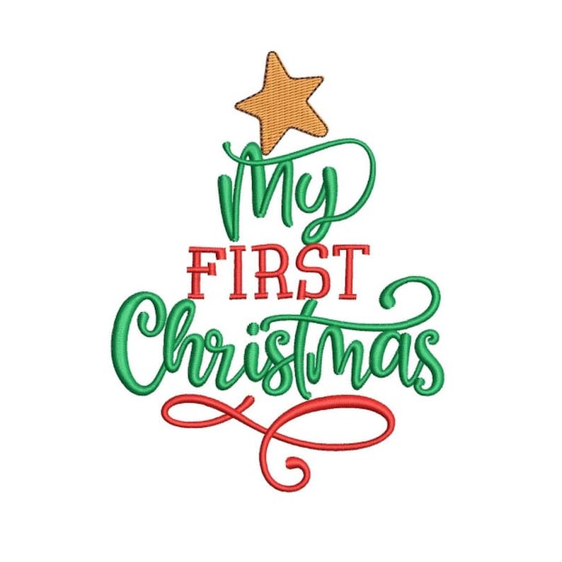 My First Christmas Embroidery Design, 5 Sizes, Instant Download - Etsy