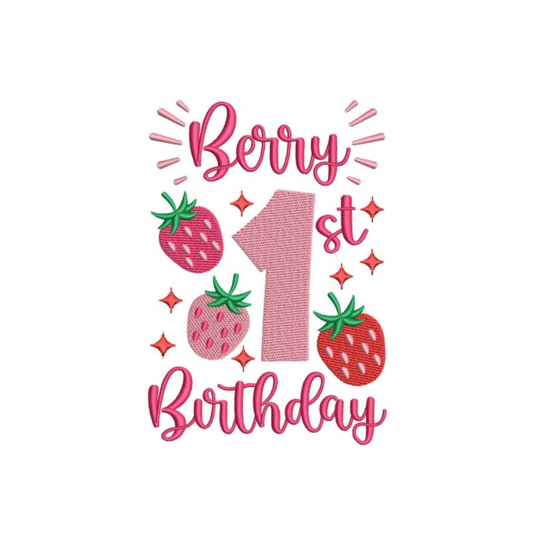 First Berry Birthday Embroidery Design, 4 Sizes, Instant Download - Etsy