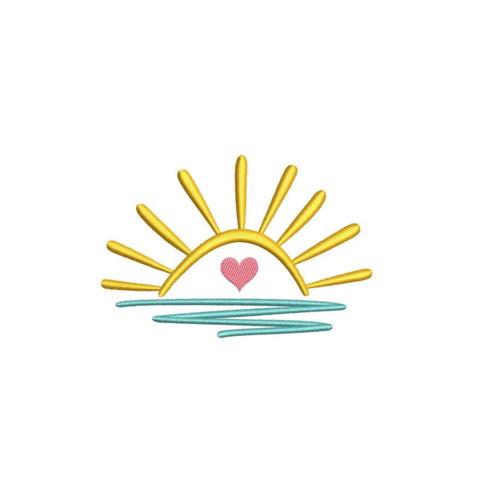 Sun, Heart and Ocean Waves Design, 4 Sizes, Instant Download - Etsy