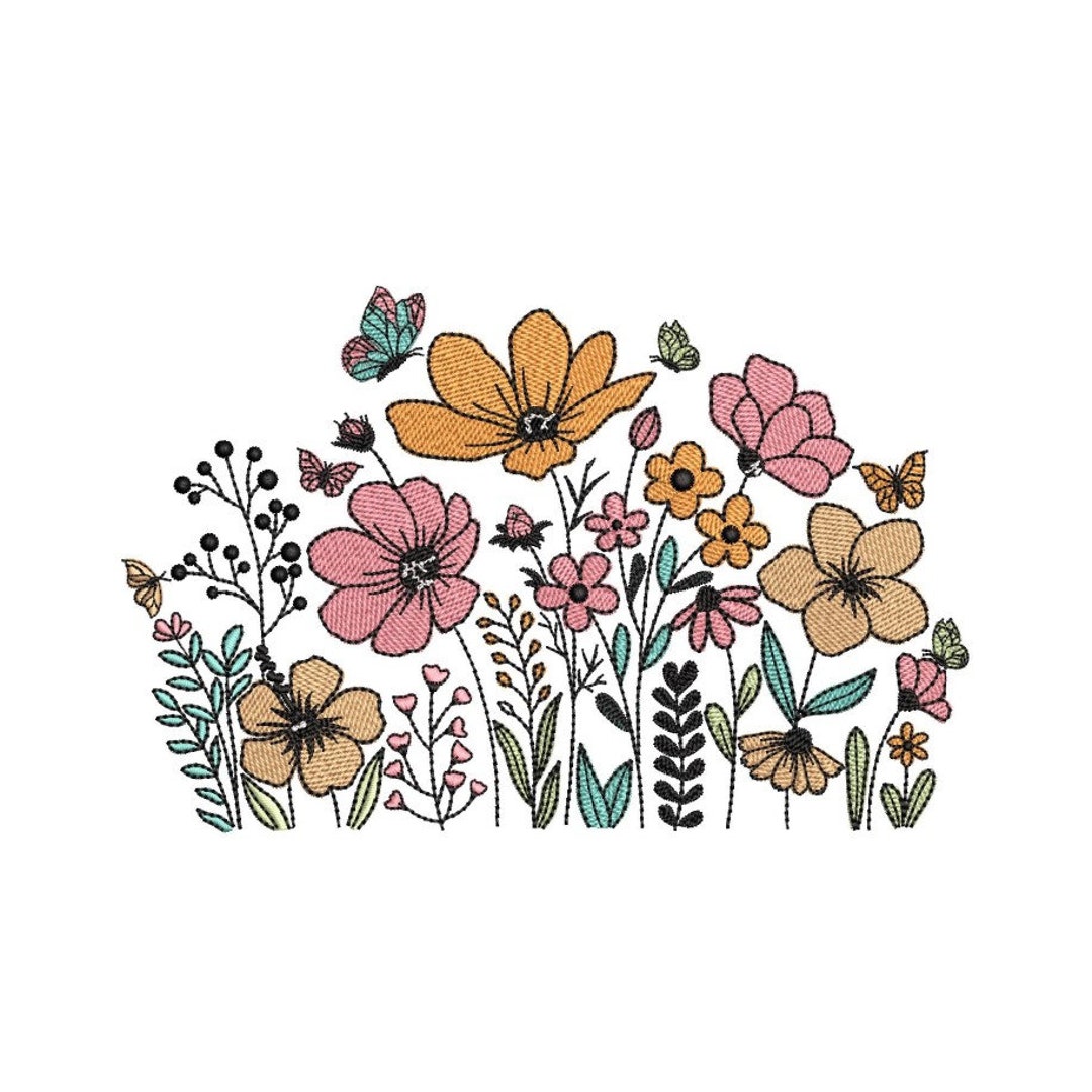 Flowers Embroidery Design, 3 Sizes, Instant Download - Etsy