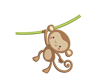 Cute Monkey Embroidery Design Animal Machine Embroidery Pattern 4 Sizes ...